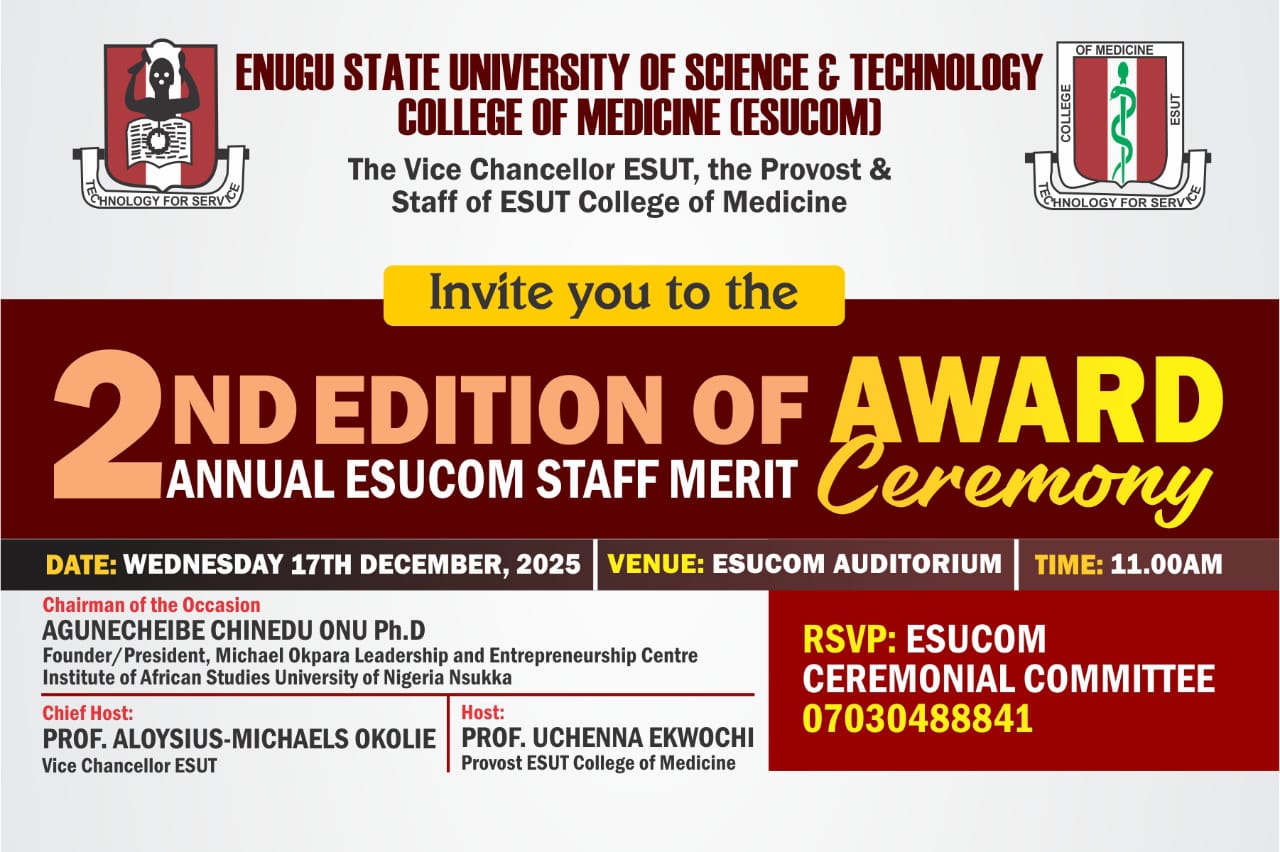 ESUT College of Medicine Holds 2nd Edition of Staff Merit Award Today ...